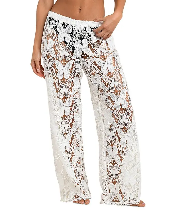 L'Agence Butterfly Crocheted Cover Up Pants - White