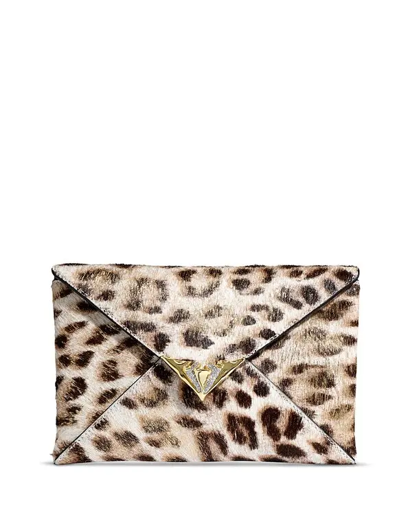 Alexis Bittar Leopard Print Calf Hair Envelope Clutch - Metallic Leopard