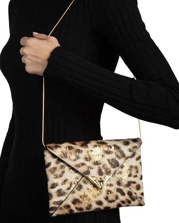 Alexis Bittar Leopard Print Calf Hair Envelope Clutch - Metallic Leopard