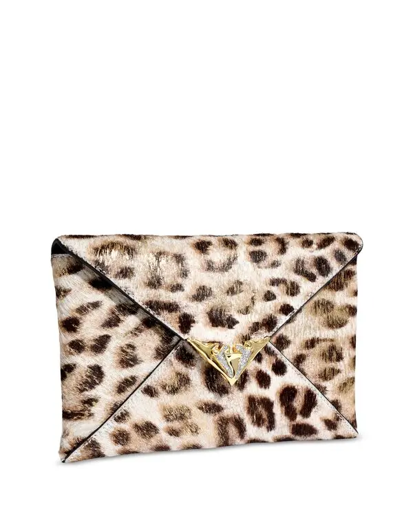 Alexis Bittar Leopard Print Calf Hair Envelope Clutch - Metallic Leopard