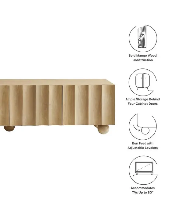 MODWAY Sorren Scalloped 71" Wood Tv Stand