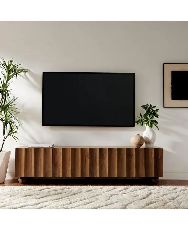 MODWAY Sorren Scalloped 71" Wood Tv Stand - Walnut