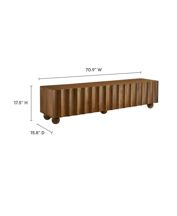 MODWAY Sorren Scalloped 71" Wood Tv Stand - Walnut