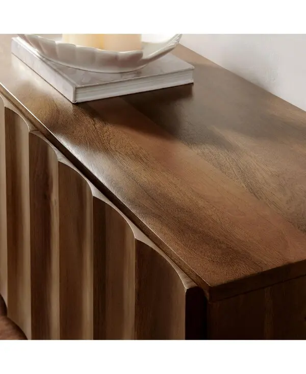 MODWAY Sorren Scalloped 71" Wood Tv Stand - Walnut