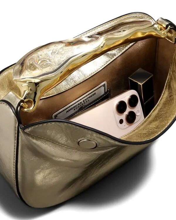 Alexis Bittar Water Stone Handle Leather Handbag