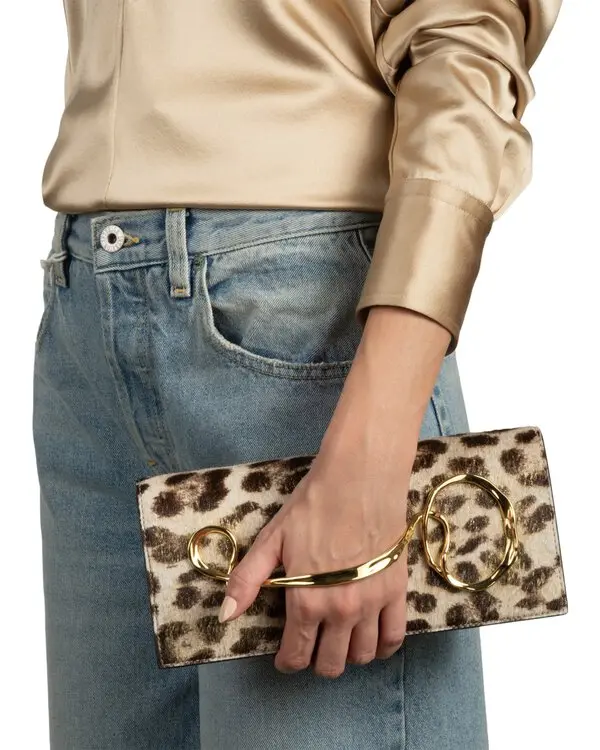Alexis Bittar Twisted Side Handle Clutch - Metallic Leopard