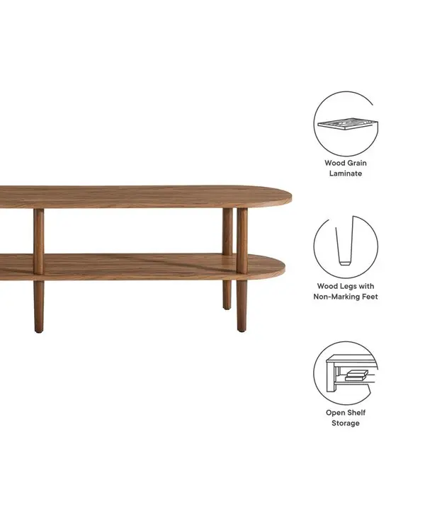 MODWAY Torus Oval Wood Tv Stand - Walnut
