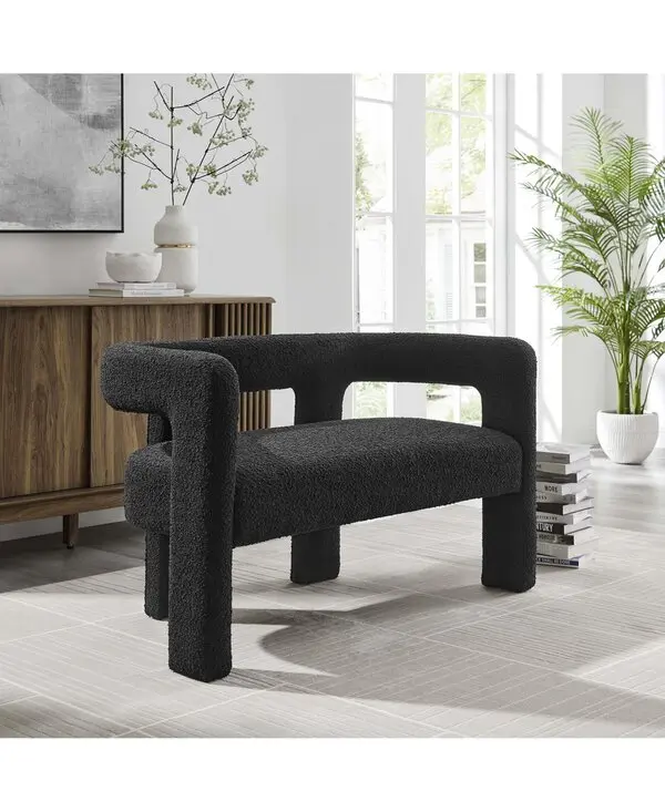 MODWAY Kayla Boucle Upholstered Loveseat - Black