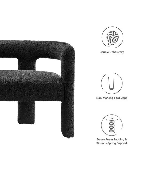 MODWAY Kayla Boucle Upholstered Loveseat - Black
