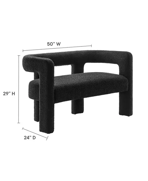 MODWAY Kayla Boucle Upholstered Loveseat - Black