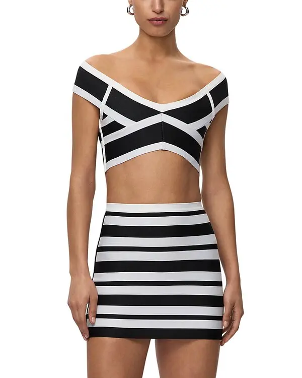 Herve Leger The Spotlight Crop Top - Black Alabaster