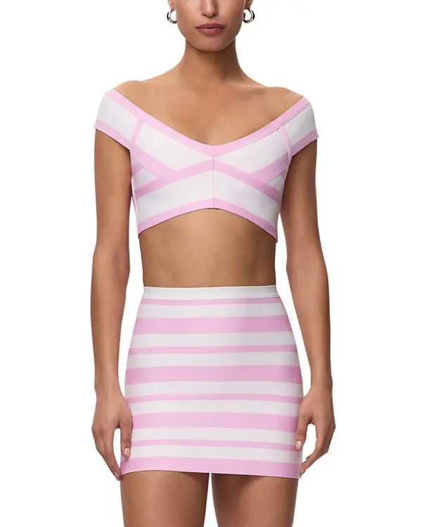Herve Leger The Spotlight Crop Top - Pink Alabaster