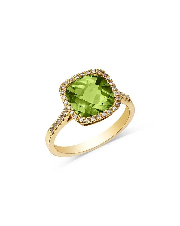 Bloomingdale'S Peridot And Diamond Halo Ring - Green/gold
