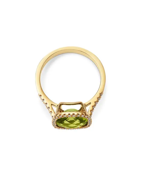 Bloomingdale'S Peridot And Diamond Halo Ring