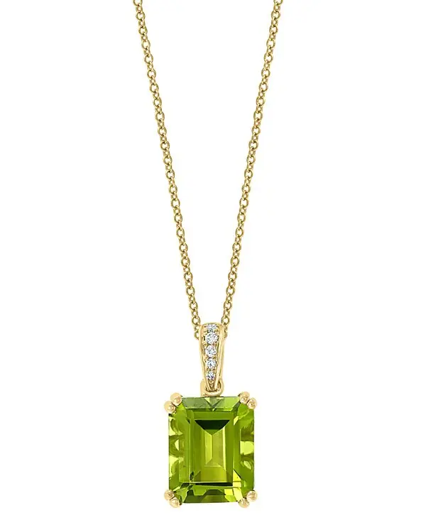 Bloomingdale'S Peridot And Diamond Pendant Necklace - Gold