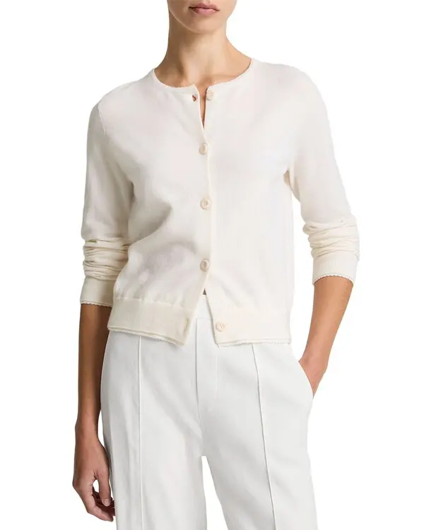 Vince Scallop Trim Cardigan Sweater