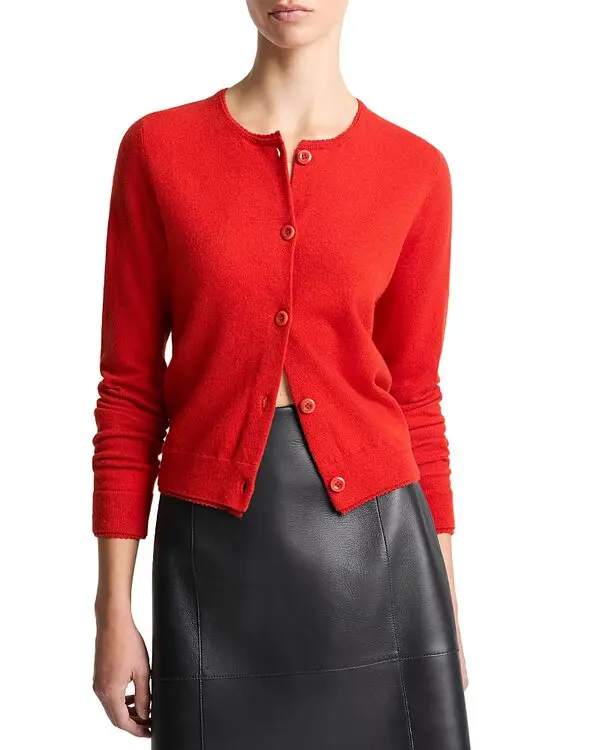 Vince Scallop Trim Cardigan Sweater - Poppy