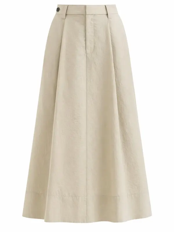 Brunello Cucinelli Cotton Poplin Tailored Skirt - Beige