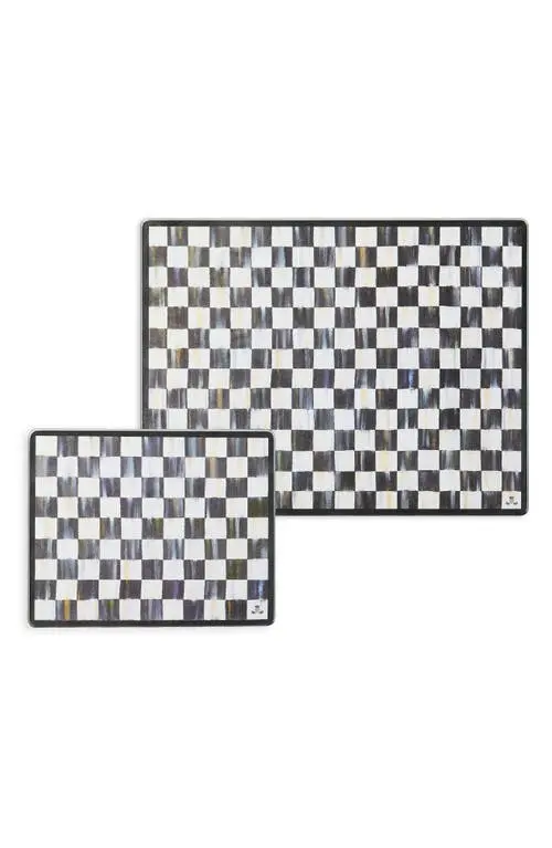 MACKENZIE-CHILDS Check Set Of 2 Glass Cutting Boards - Courtly