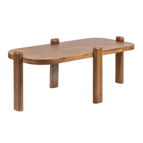 STORIED HOME Pill-shaped Mango Wood Coffee Table