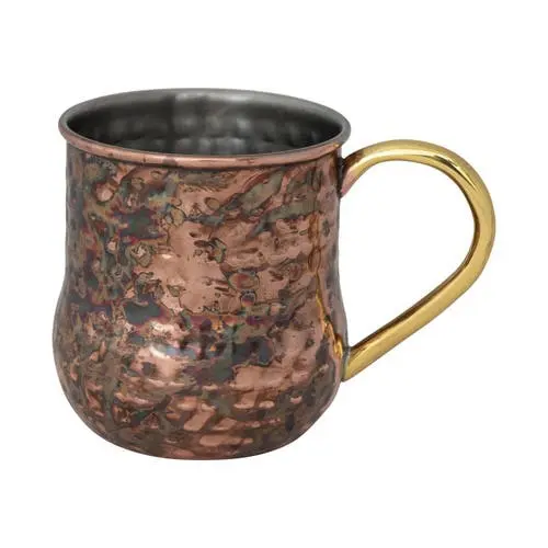 STORIED HOME Hammered Mule Mug With Handle - Brass