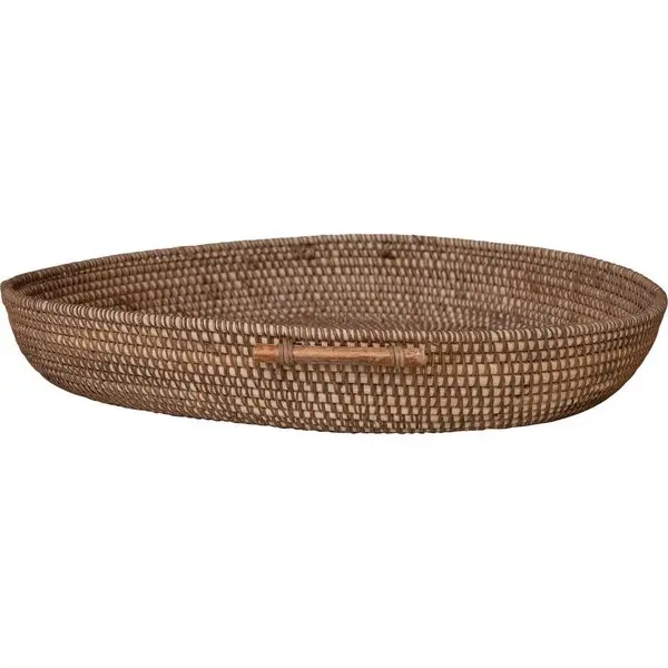 STORIED HOME Woven Tray With Handles