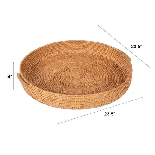 STORIED HOME Woven Tray With Handles