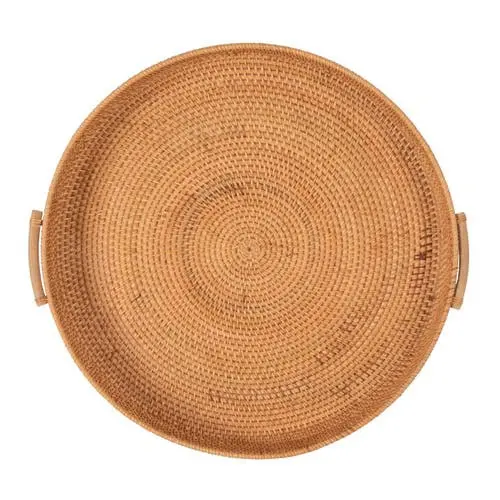 STORIED HOME Woven Tray With Handles