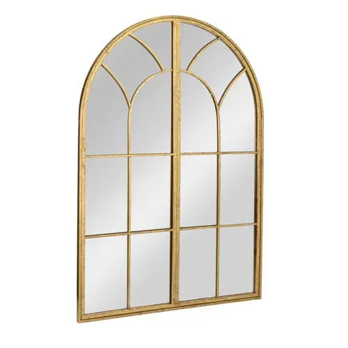 STORIED HOME Arched Windowpane Wall Mirror