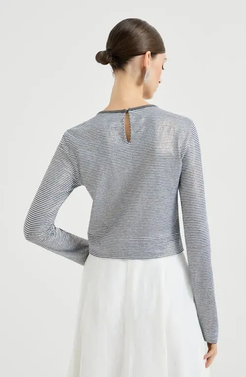 Brunello Cucinelli Striped Jersey Top With Monili