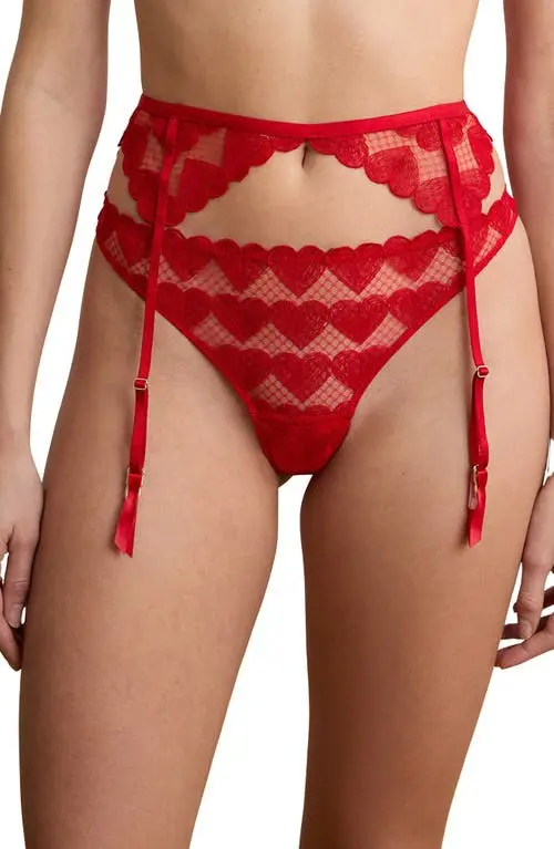 ETAM Desir Heart Embroide Garter Belt - Red