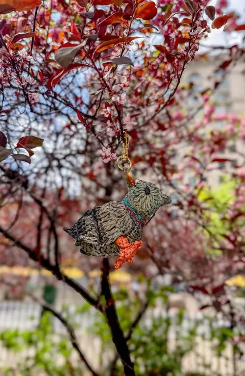 Likhâ Nyc Pigeon Raffia Bag Charm