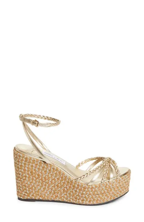 JIMMY CHOO Dree Platform Espadrille Sandal - Soft Gold Mix