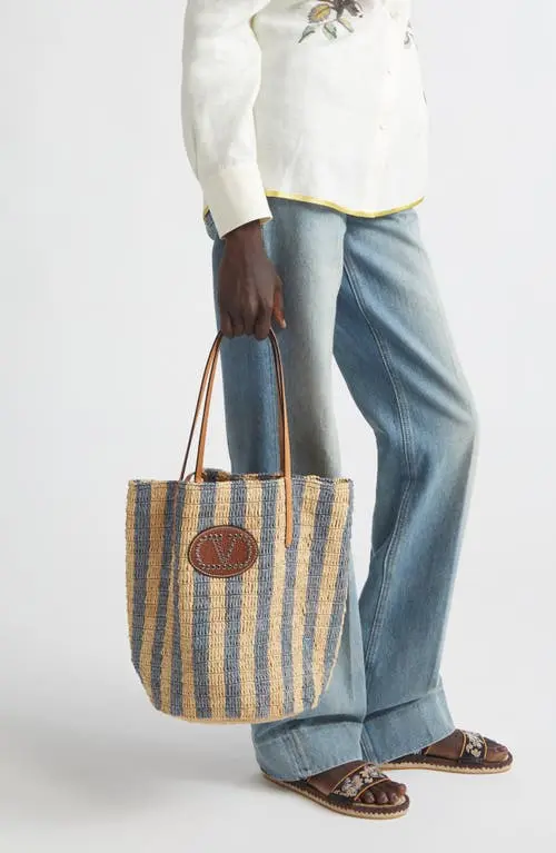 Valentino Garavani Vlogo Signature Crochet Raffia Tote