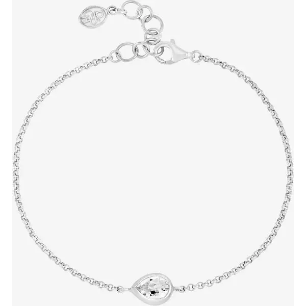 DOWER & HALL White Topaz Pear Chain Bracelet - Sterling Silver