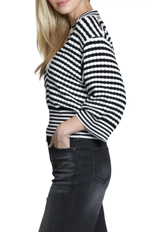 APNY Stripe Three-quarter Sleeve Sweater - Blackwhite Stripe