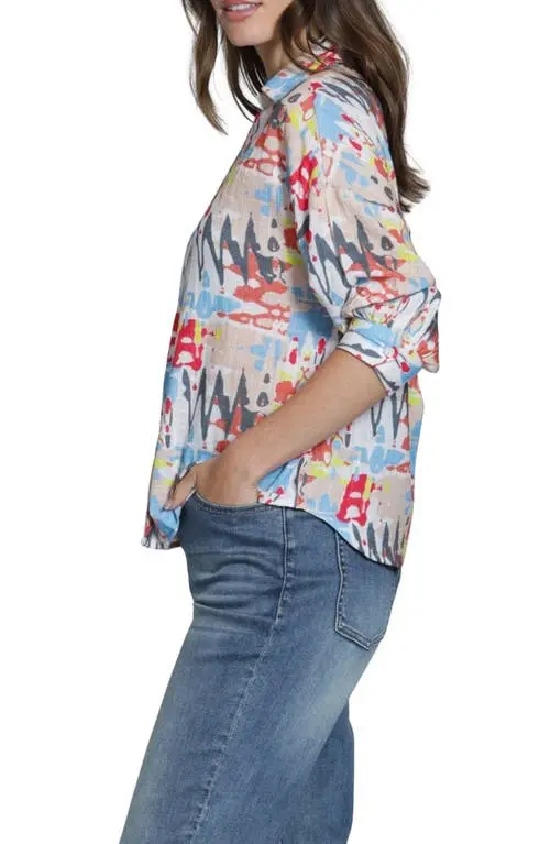 APNY Abstract Print Button-up Shirt - Blue Multi
