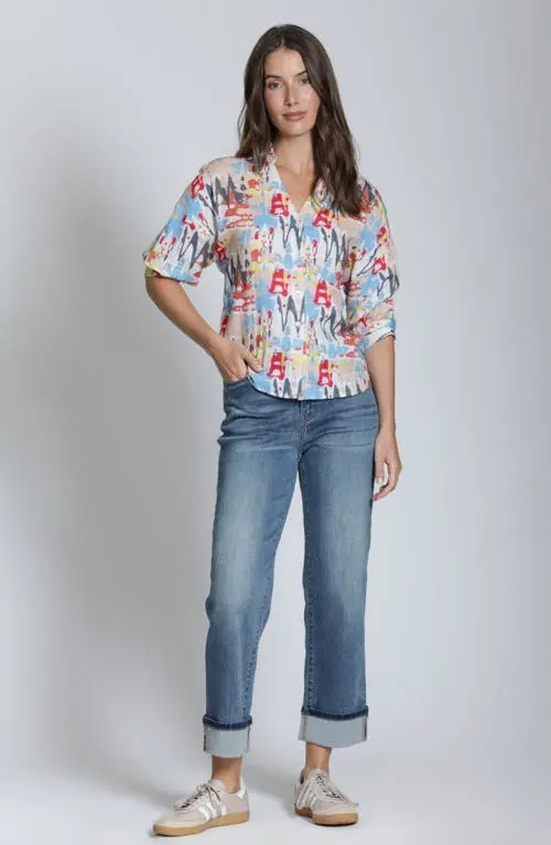 APNY Abstract Print Button-up Shirt - Blue Multi