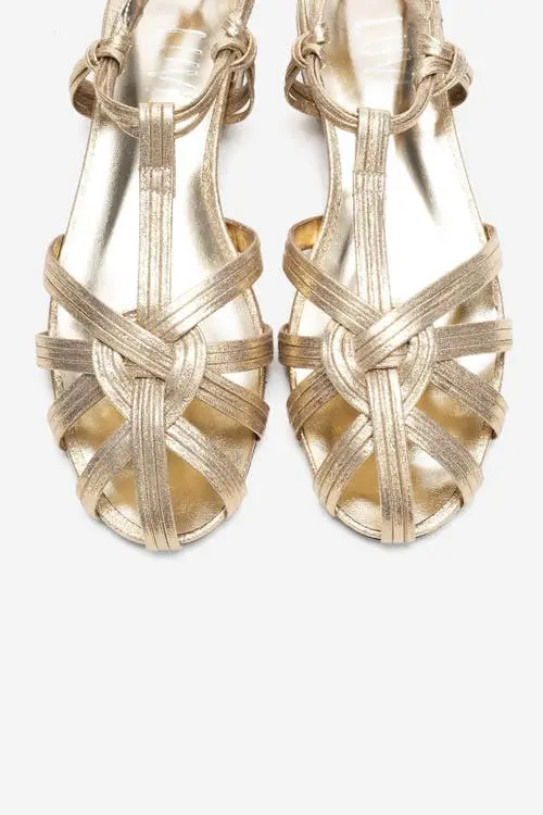 PROLOGUE SHOES Block Heel Sandal - Gold