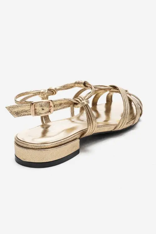 PROLOGUE SHOES Block Heel Sandal - Gold