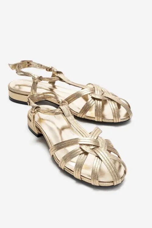 PROLOGUE SHOES Block Heel Sandal - Gold