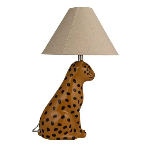 STORIED HOME Cheetah Table Lamp With Shade And Inline Switch