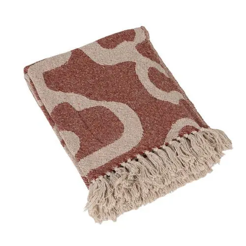 STORIED HOME Throw Blanket With Abstract Pattern - Cream