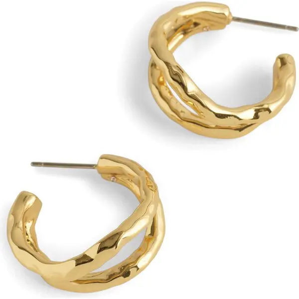 Madewell Hammered Sculptural Double-hoop Earrings - Antique Gold