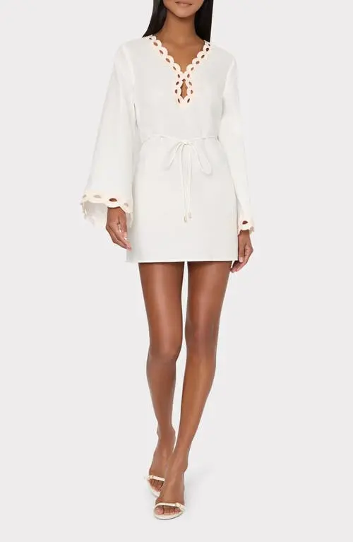 MILLY Embroidered Long Sleeve Cover-up Dress - White