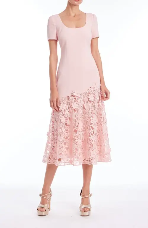 Badgley Mischka Mixed Media Floral Lace Cocktail Dress - Blush