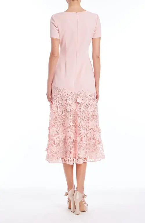 Badgley Mischka Mixed Media Floral Lace Cocktail Dress