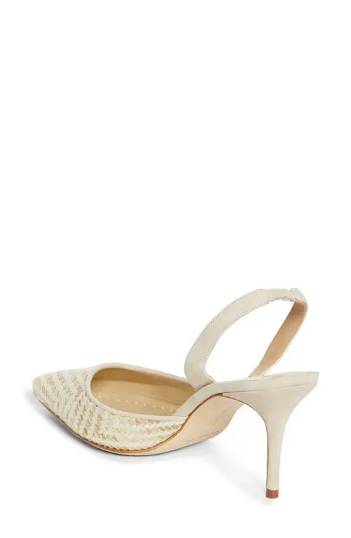 Manolo Blahnik Carolyne Woven Raffia Slingback Pump