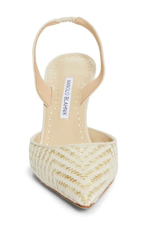 Manolo Blahnik Carolyne Woven Raffia Slingback Pump