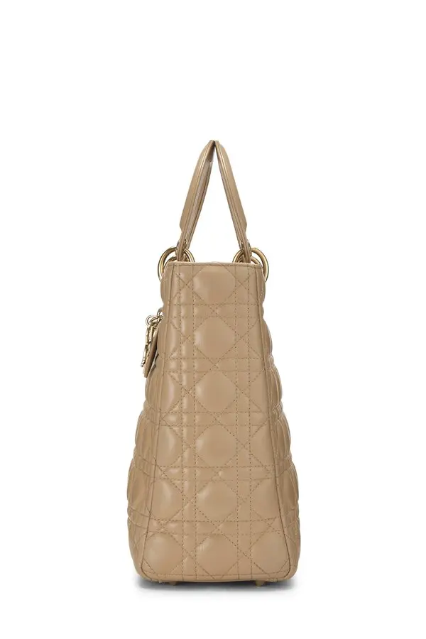 Dior Cannage Quilted Lambskin Lady - Beige